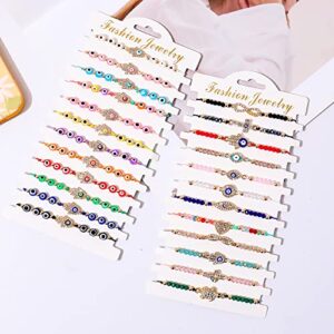 24/12 Pcs Evil Eye Bracelets Mexican Hamsa Bracelet Set Protection Mal De Ojo Gold Anklets Jewelry Gift for Women Girls Boys