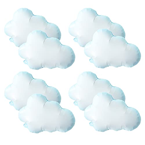 8PCS White Cloud Gender Reveal Baby Foil Balloon - Rainbow/Blue Sky White Clouds Party/Kids Baby Shower Party theme Birthday Party Decorations Supplies Favors （28 Inches）