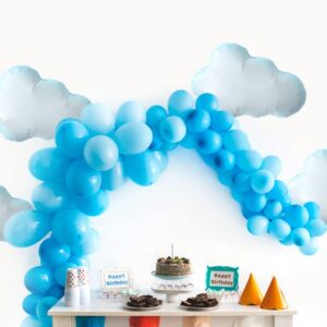 8PCS White Cloud Gender Reveal Baby Foil Balloon - Rainbow/Blue Sky White Clouds Party/Kids Baby Shower Party theme Birthday Party Decorations Supplies Favors （28 Inches）