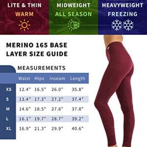 Merino Wool Base Layer Women Pants 100% Merino Wool Leggings Lightweight Thermal Underwear Bottoms + Merino Wool Socks (Large, 165 Black)