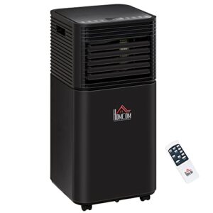 homcom 10000 btu mobile portable air conditioner for home office cooling, dehumidifier, ventilating, portable ac unit with remote, led display, 24h timer, auto shut-down, black