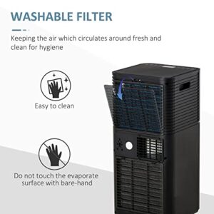 HOMCOM 10000 BTU Mobile Portable Air Conditioner for Home Office Cooling, Dehumidifier, Ventilating, Portable AC Unit with Remote, LED Display, 24H Timer, Auto Shut-Down, Black