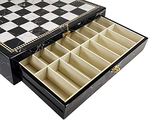 Medieval Times Crusades Knight Chess Set Gold & Silver Busts with 17 inch Faux Marble Storage Board