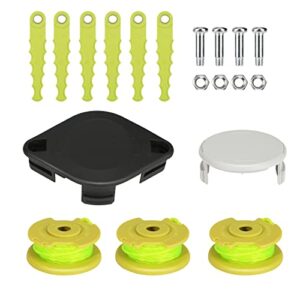 thten acfhrl2 polycarbonate bladed and trimmer head, ac80rl3 trimmer spool line & ac14hca spool cap compatible with ryobi 18-volt, 24-volt & 40-volt trimmer (17 pack)