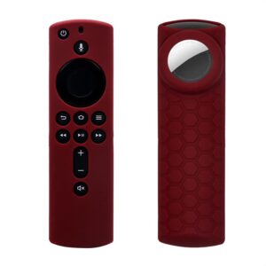 case for amazon fire tv remote with airtag holder | fire tv stick remote holder with air tag | deluxe silicone fire tv remote protection | amazon remote anti-loss system (red)