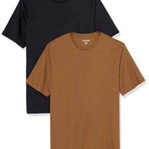 Amazon Essentials Men's Regular-Fit Short-Sleeve Crewneck T-Shirt, Pack of 2, Black/Brown, Large