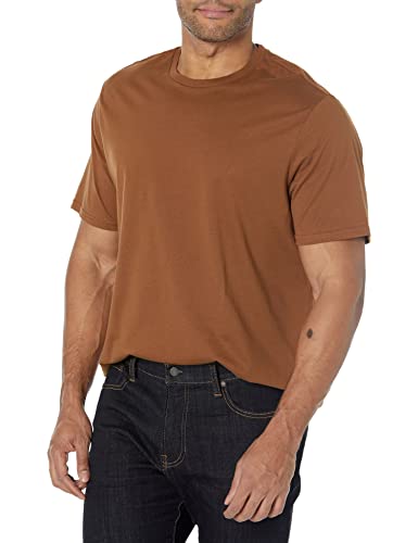 Amazon Essentials Men's Regular-Fit Short-Sleeve Crewneck T-Shirt, Pack of 2, Black/Brown, Large