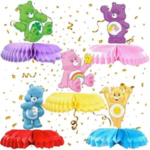 5 pcs cartoon bears party honeycomb centerpieces birthday decorations for theme table toppers, 6 inches