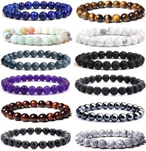 samoco 1-12pcs 8mm stone semi-precious gemstones beaded bracelets for men women healing crystal stretch beaded bracelet unisex