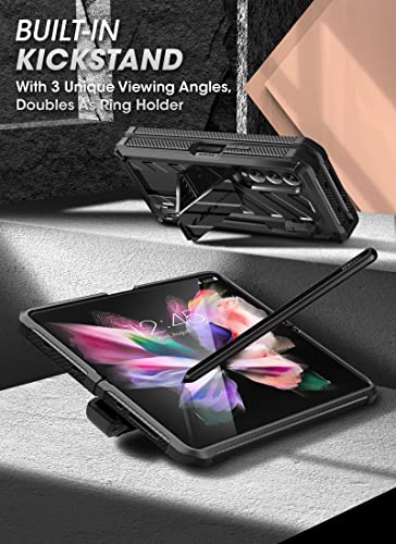 SUPCASE Unicorn Beetle Pro Series Case for Samsung Galaxy Z Fold 3 5G (2021), Full-Body Dual Layer Rugged Case with Built-in Screen Protector & Kickstand & S Pen Slot (Black)