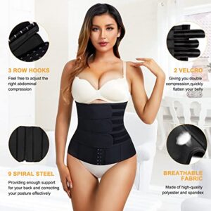 LMOYAKG Waist Trainer Corset for Women Trimmer Belt Workout Body Shaper Cincher Tummy Control Sport Girdle with Steel Bones (Small, Black)