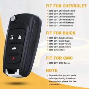 Key Fob Keyless Entry Remote Compatible with Chevy Cruze/Camaro/Impala/Equinox/GMC Terrain/Buick Lacrosse/Regal/Verano/Encore 2010-2019 4 Buttons Car Key Replacement for OHT01060512 (2 Packs)