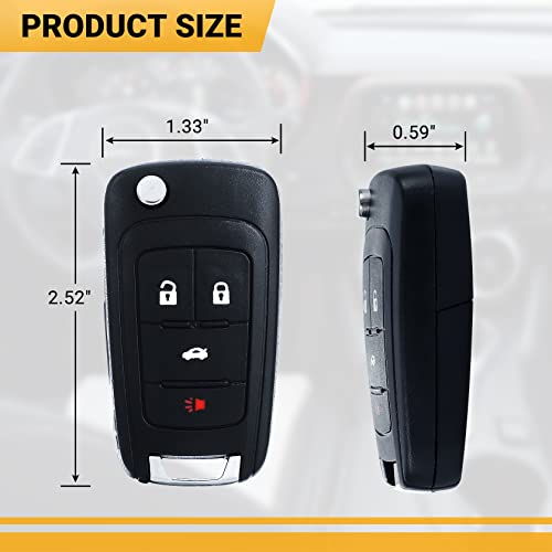 Key Fob Keyless Entry Remote Compatible with Chevy Cruze/Camaro/Impala/Equinox/GMC Terrain/Buick Lacrosse/Regal/Verano/Encore 2010-2019 4 Buttons Car Key Replacement for OHT01060512 (2 Packs)