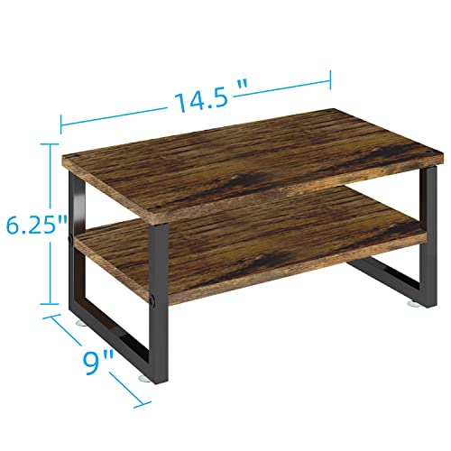 Ekisemio 2-Tier Monitor Stand Riser, Wood Desk Organizer Stand for Laptop, Computer, iMac, Pc, Printer, Black