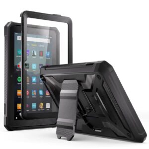 all-new kindle fire 7 tablet case (12th gen, 2022 release) - dj&rppq lightweight armor series full body rugged hands-free viewing stand with screen protector for amazon fire 7 kids tablet - black