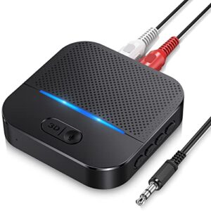 comsoon bluetooth receiver for car/home stereo/speakers, 3d surround sound bluetooth car stereo digital media receivers for music streaming/hands-free calling + 3.5mm aux/rca cable