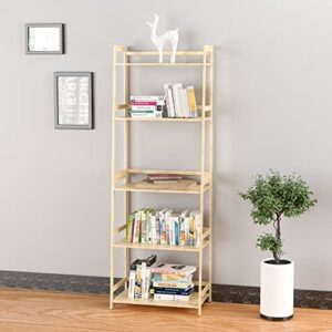 WTZ Bookshelf Book Shelf, Bookcase Storage Shelves Book case, Ladder Shelf for Bedroom, Living Room, Office MC-508(Natural)