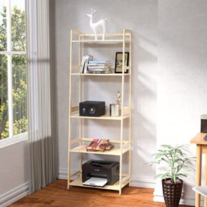 WTZ Bookshelf Book Shelf, Bookcase Storage Shelves Book case, Ladder Shelf for Bedroom, Living Room, Office MC-508(Natural)