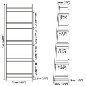 WTZ Bookshelf Book Shelf, Bookcase Storage Shelves Book case, Ladder Shelf for Bedroom, Living Room, Office MC-508(Natural)