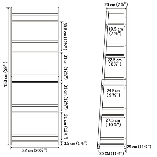 WTZ Bookshelf Book Shelf, Bookcase Storage Shelves Book case, Ladder Shelf for Bedroom, Living Room, Office MC-508(Natural)