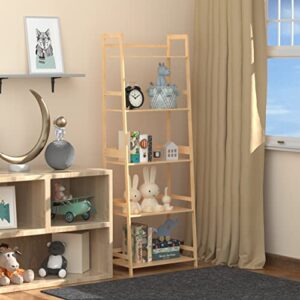 WTZ Bookshelf Book Shelf, Bookcase Storage Shelves Book case, Ladder Shelf for Bedroom, Living Room, Office MC-508(Natural)