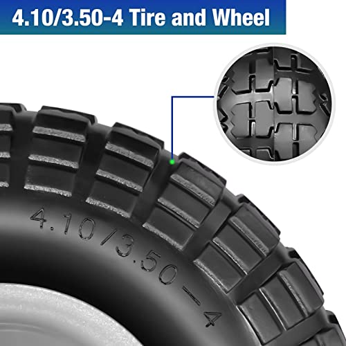 BAIVE BW 10" Flat Free Tires Solid Pneumatic Tires Wheels, 4.10/3.50-4 Tire with 5/8 Ball Bearings, for Wheelbarrow/Garden Wagon Carts/Trolley Dolly//Hand Truck/Sack Trolley, 4 Pack