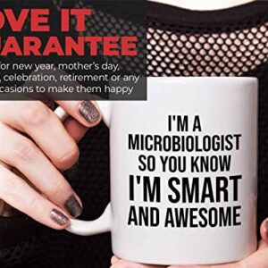 Bubble Hugs MICROBIOLOGIST Mug White 11oz - I'm smart and awesome - Lab Doctor Scientist Chemist Chemistry Solar System Science