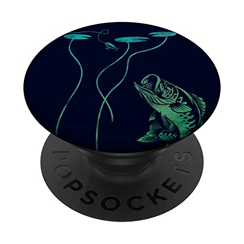 Bass Fishing Bass Rising Lilly Pad Largemouth Bass PopSockets Swappable PopGrip