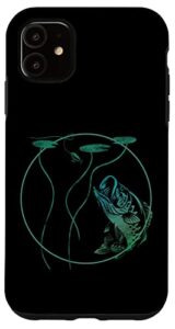 iphone 11 bass fishing bass rising lilly pad largemouth bass case