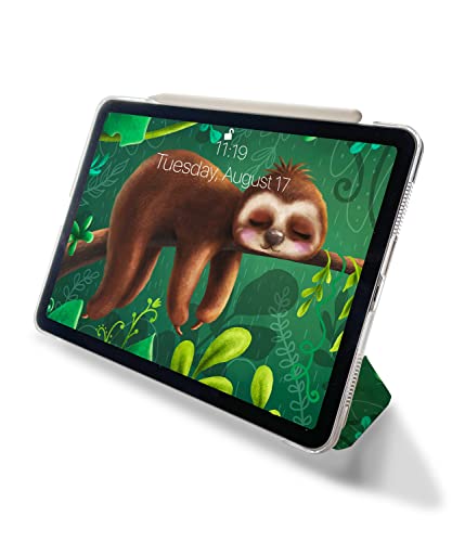 Kawaii Sloth Tropical Animal Pattern Case Compatible with All Generations iPad Air Pro Mini 5 6 11 inch 12.9 10.9 10.2 9.7 7.9 Plastic Fabric Cover Slim Smart Stand SN519 (8.3" Mini 6th gen)