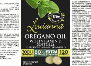 Louianna - Organic Wild Oregano Oil with Vitamin D, Liquid Softgel Capsules with 80 Percent Carvacrol, Supports Your Bones, Immune and Gut Health, Herbal Supplements, 120 Softgels