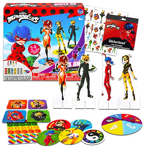 Zagtoon Miraculous Ladybug Spots On Game for Kids - Miraculous Ladybug Bundle with Spots On Floor Game Plus Miraculous Ladybug Stickers (Miraculous Ladybug Gifts)