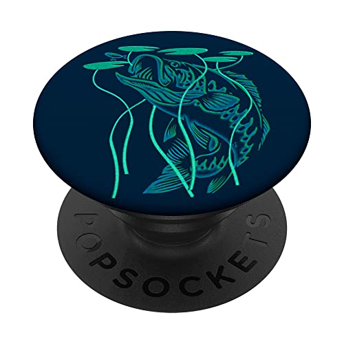 Bass Fishing Bass Rising Lilly Pad Largemouth Bass Bluegreen PopSockets Swappable PopGrip