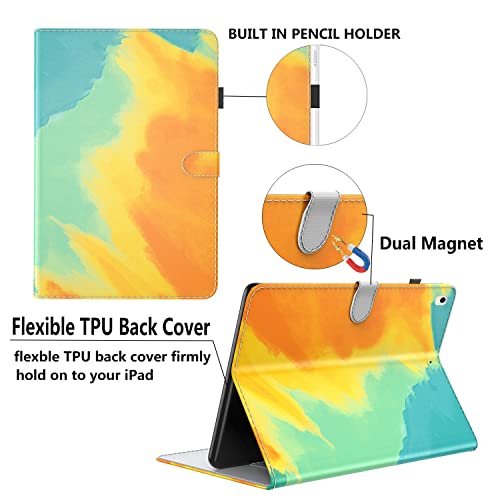 HUHI Case for iPad Mini 6 6th Gen, Watercolor Slim Folio Stand Tablet Cover for iPad Mini 6 8.3 Inch 2021 (Autumn Leaf Color)