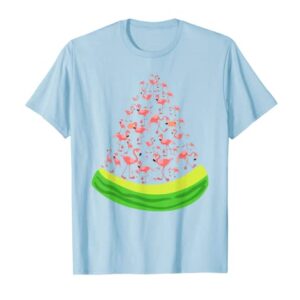 Watermelon Tropical Animal Bird Exotic Pink Flamingo T-Shirt