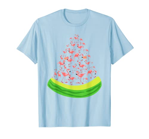 Watermelon Tropical Animal Bird Exotic Pink Flamingo T-Shirt