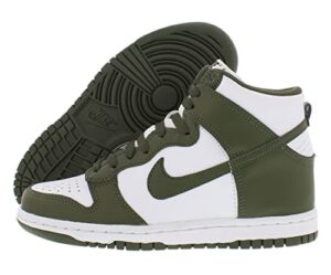 nike boys dunk high gs, white/olive-db2179105, 6 big kid