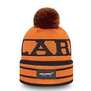 f1 mclaren 2022 team lando norris #4 bobble cuff beanie hat orange