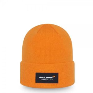 f1 mclaren team essential logo cuff knit beanie hat orange