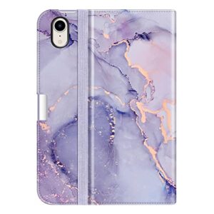 Fintie Folio Case for iPad Mini 6 2021, Multi-Angle Smart Stand Cover w/Pencil Holder & Pocket, Auto Sleep/Wake for iPad Mini 6th Generation 8.3 Inch, Lilac Marble