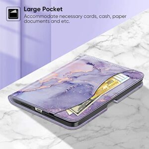 Fintie Folio Case for iPad Mini 6 2021, Multi-Angle Smart Stand Cover w/Pencil Holder & Pocket, Auto Sleep/Wake for iPad Mini 6th Generation 8.3 Inch, Lilac Marble