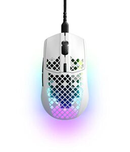 steelseries aerox 3 - super light gaming mouse - 8,500 cpi truemove core optical sensor - ultra-lightweight 59g water resistant design - universal usb-c connectivity - snow (renewed)