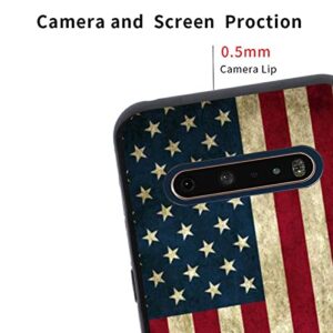 pambea limber Compatible with LG V60 ThinQ 5G USA FlagCase,Retro American USA Flag Graphic Design for LG Case Men Women,Shockproof Soft Silicone Trendy Cool Case for LG