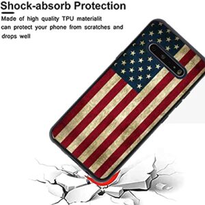 pambea limber Compatible with LG V60 ThinQ 5G USA FlagCase,Retro American USA Flag Graphic Design for LG Case Men Women,Shockproof Soft Silicone Trendy Cool Case for LG