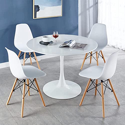 Ufurpie Dining Table Set for 4, Round Dining Room Table Set for 4, 5-Piece Table and Chair Set, Farmhouse Dining Table with 4 Chairs, Dining Table Set for Dining Room & Coffee Shop & Small Spaces