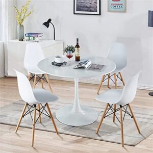 Ufurpie Dining Table Set for 4, Round Dining Room Table Set for 4, 5-Piece Table and Chair Set, Farmhouse Dining Table with 4 Chairs, Dining Table Set for Dining Room & Coffee Shop & Small Spaces