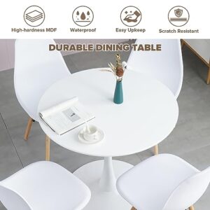 Ufurpie Dining Table Set for 4, Round Dining Room Table Set for 4, 5-Piece Table and Chair Set, Farmhouse Dining Table with 4 Chairs, Dining Table Set for Dining Room & Coffee Shop & Small Spaces