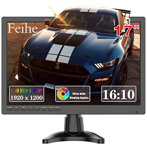 Feihe 17 Inch Full HD 1920x1200 LED Monitor with HDMI VGA Build-in Speakers, 60Hz Refresh Rate, 5ms Response Time, VESA Mounting