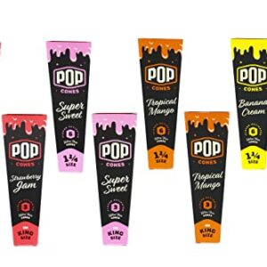 Pop Cones- Cones with a Flavor Burst Pop ( Wraps, Papers, Cones) (All 8 packs, Mix), Red, Yellow, Blue, Orange