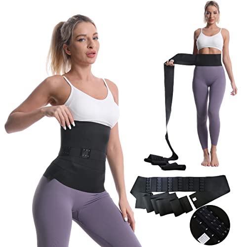 Wrap Waist Trainer for Women - Stomach Wrap for Weight Loss with Loop and 3 Row of Hooks Design, Workout with Snatch Me Up Bandage Wrap Cooperate Diet can Lower Belly Fat, Postpartum Repair CNASOEL